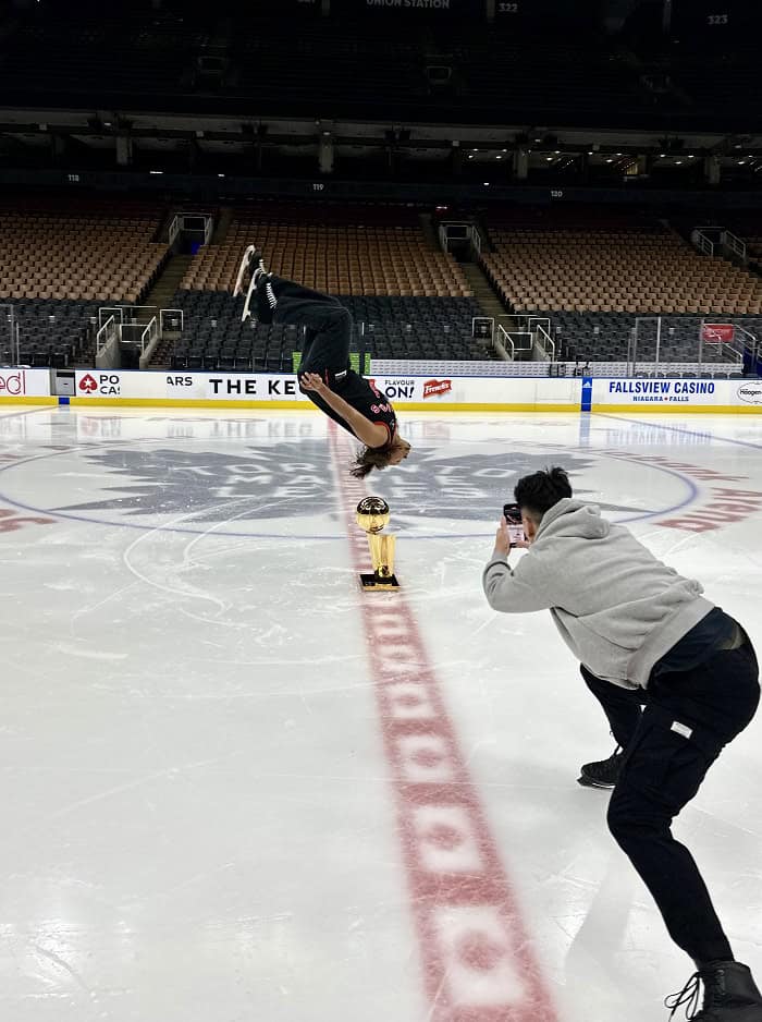Professional Figure Skater Elladj Balde Backflips Over NBA's Larry O ...